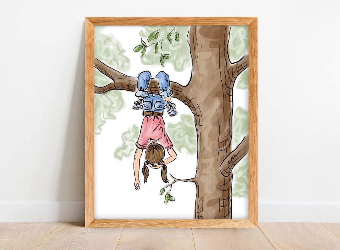 Girl in a Tree Print - Cute Art for Girls Room - Boho Kids Decor - Girl ...