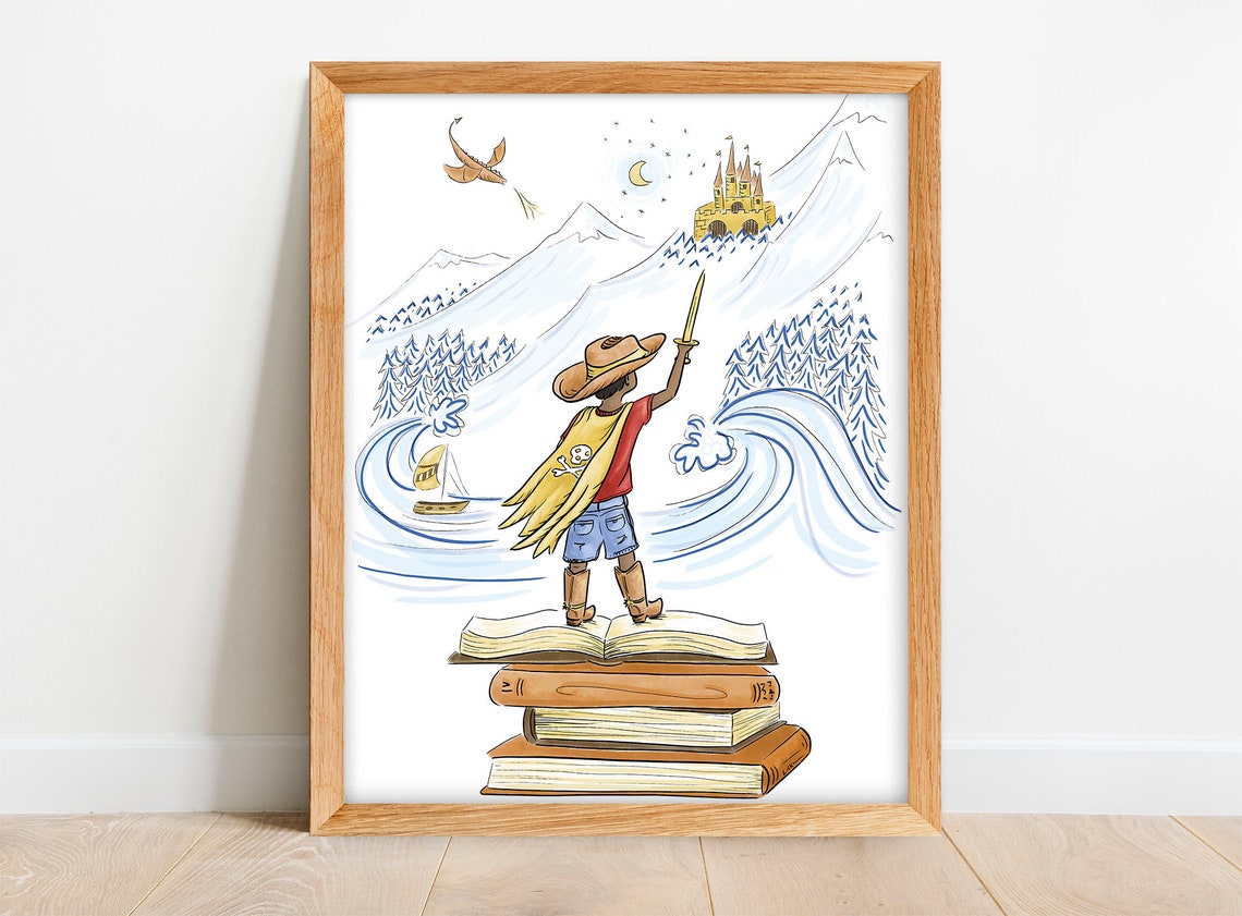 Boys Reading Print Classroom Wall Art Reading Nook Art - Etsy