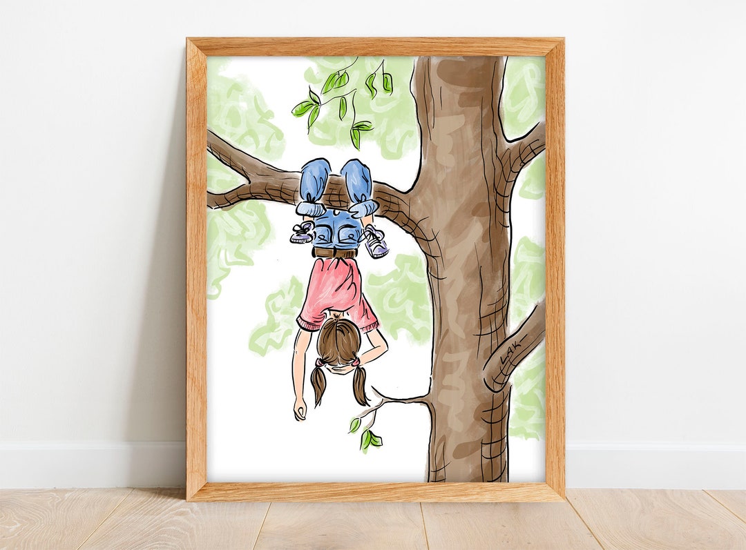 Girl in a Tree Print Cute Art for Girls Room Boho Kids - Etsy