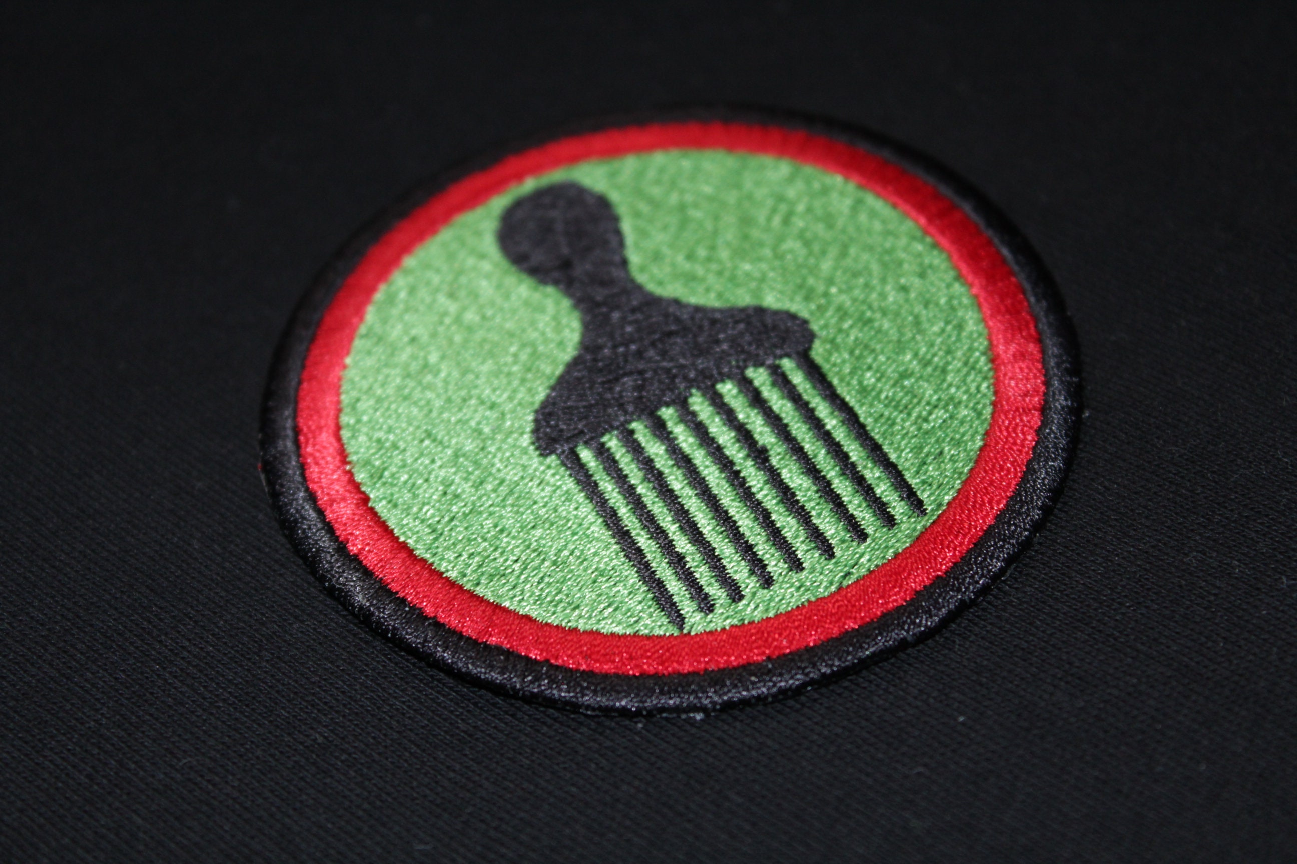 Pan African American Afro-pick RBG Iron-on Patch - Etsy