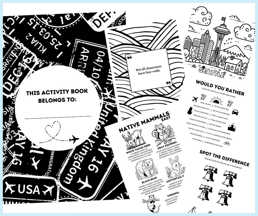 Kids USA Travel Activity Book - Printable Download - Etsy