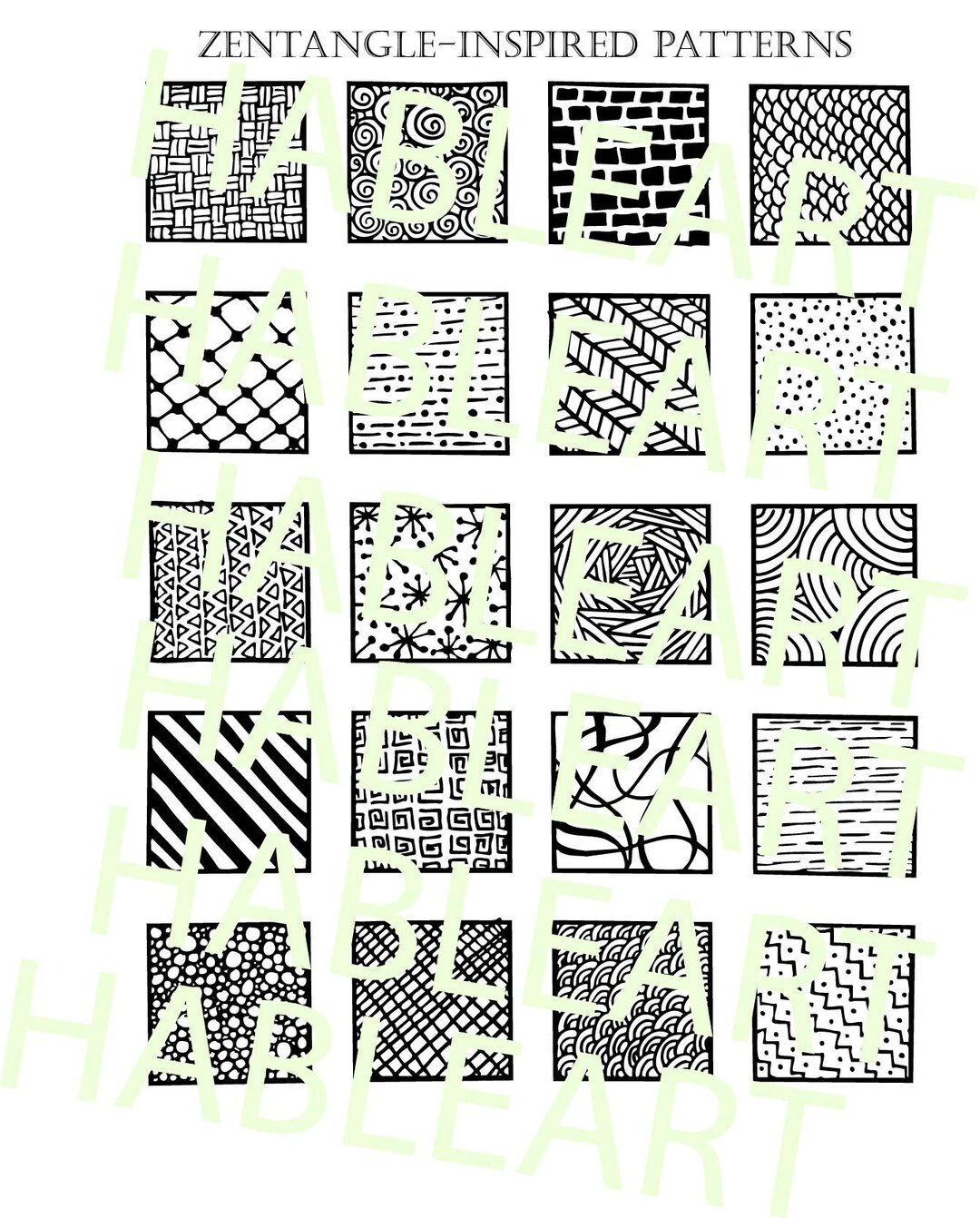 Zentangle-inspired Sample Pattern Sheet - Etsy