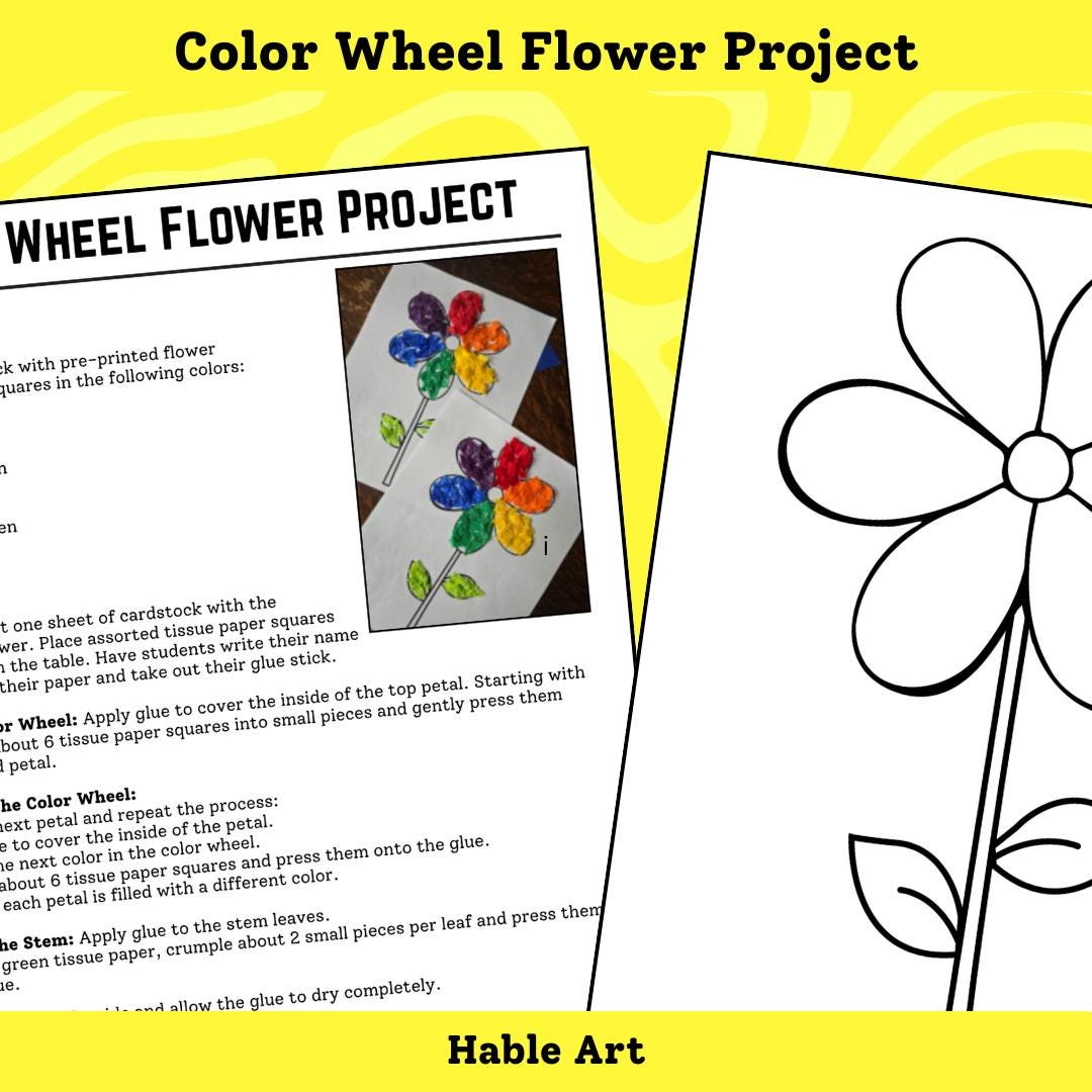 Color Wheel Flower Project | Tissue Paper Art Lesson | Printable ...
