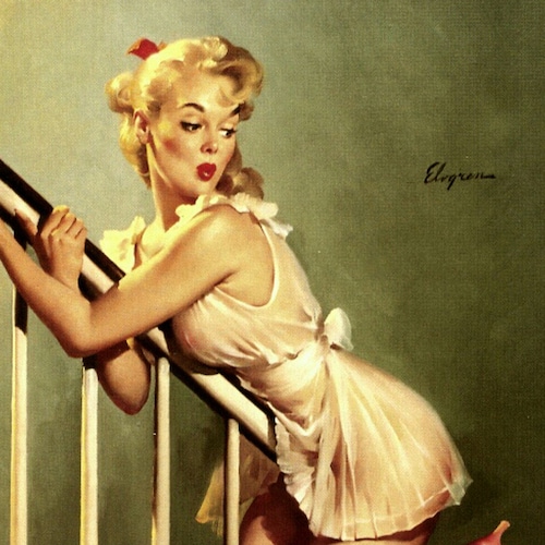 Pillow Fight Pin Up Girl Gil Elvgren Print 8 In X 10 In Etsy