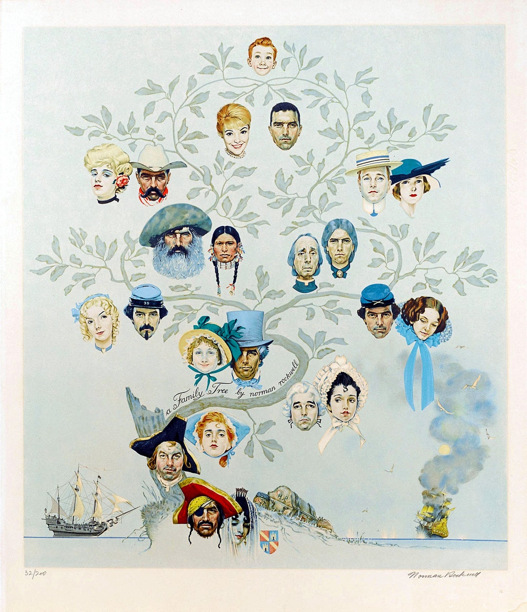 A Family Tree 1959 Portrait Art Print 8 in X 9 in - Etsy
