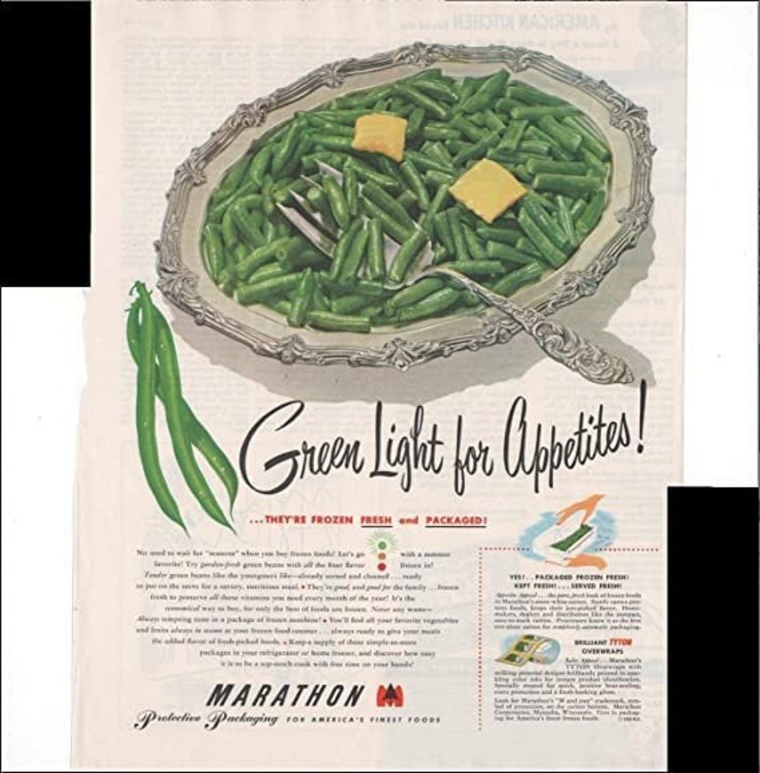Marathon Packaging for the Finest Foods Green Beans 1950 Antique ...