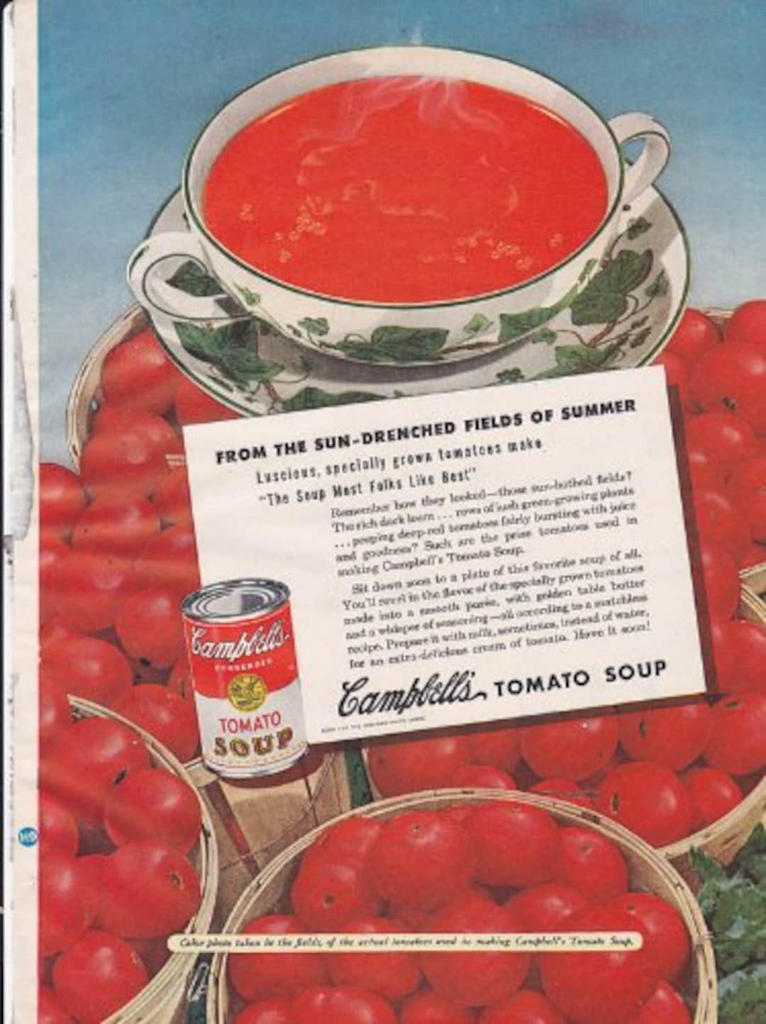 Campbell's Tomato Soup Most Folks Like Best 1949 Vintage Antique ...