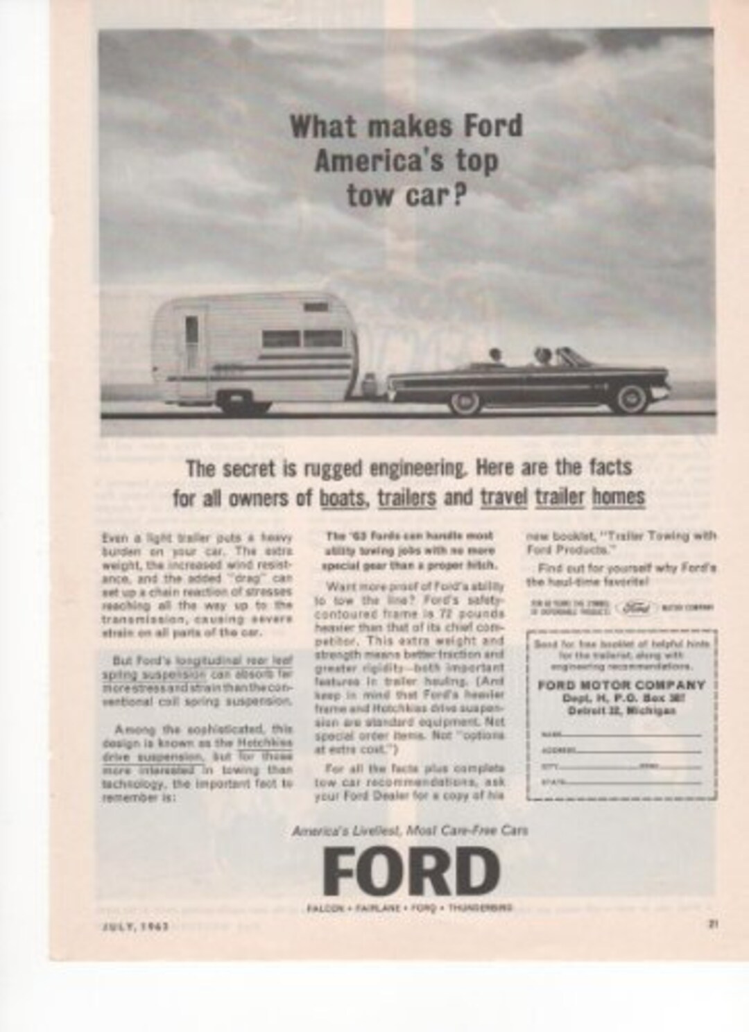 Ford Falcon Fairlane Thunderbird Top Tow Car 1963 Vintage - Etsy