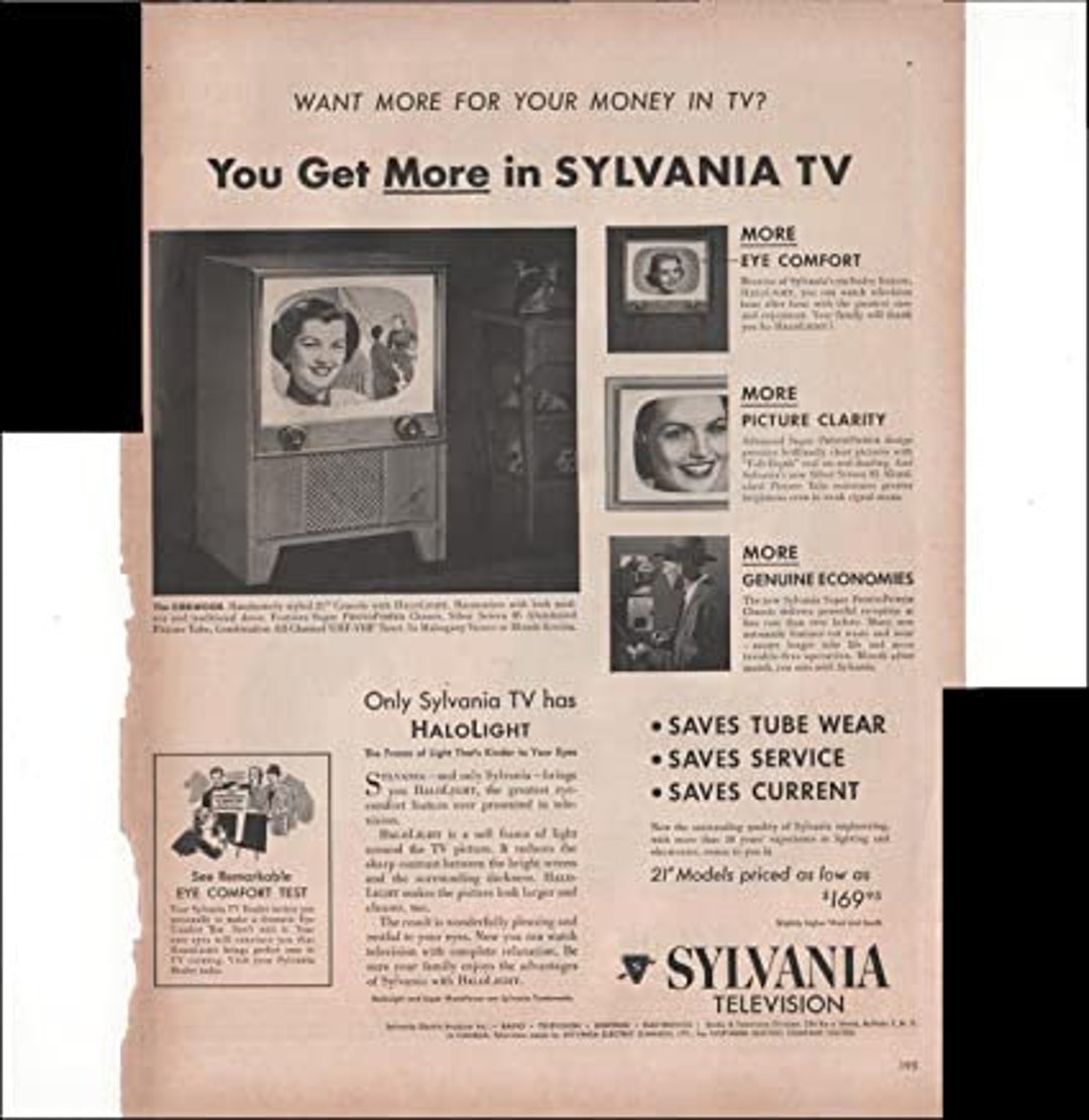 Sylvania Television Want More for Your Money in TV 1954 Antique ...