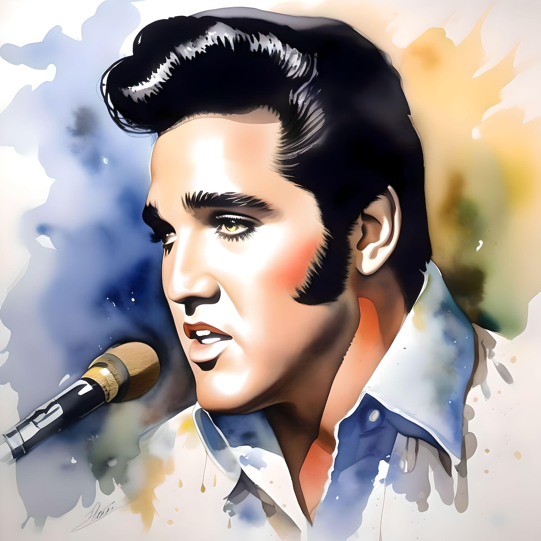 Set of Elvis Presley Art Prints 6 5 in X 7 in Watercolors & Pen Matted ...
