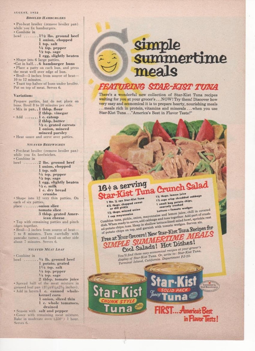 Star-kist Chunk Style Tuna Solid Pack Tuna 6 Simple Summertime - Etsy