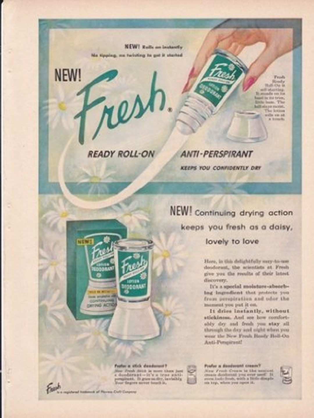 Fresh Ready Roll-on Anti-perspirant 1957 Antique Home Health ...