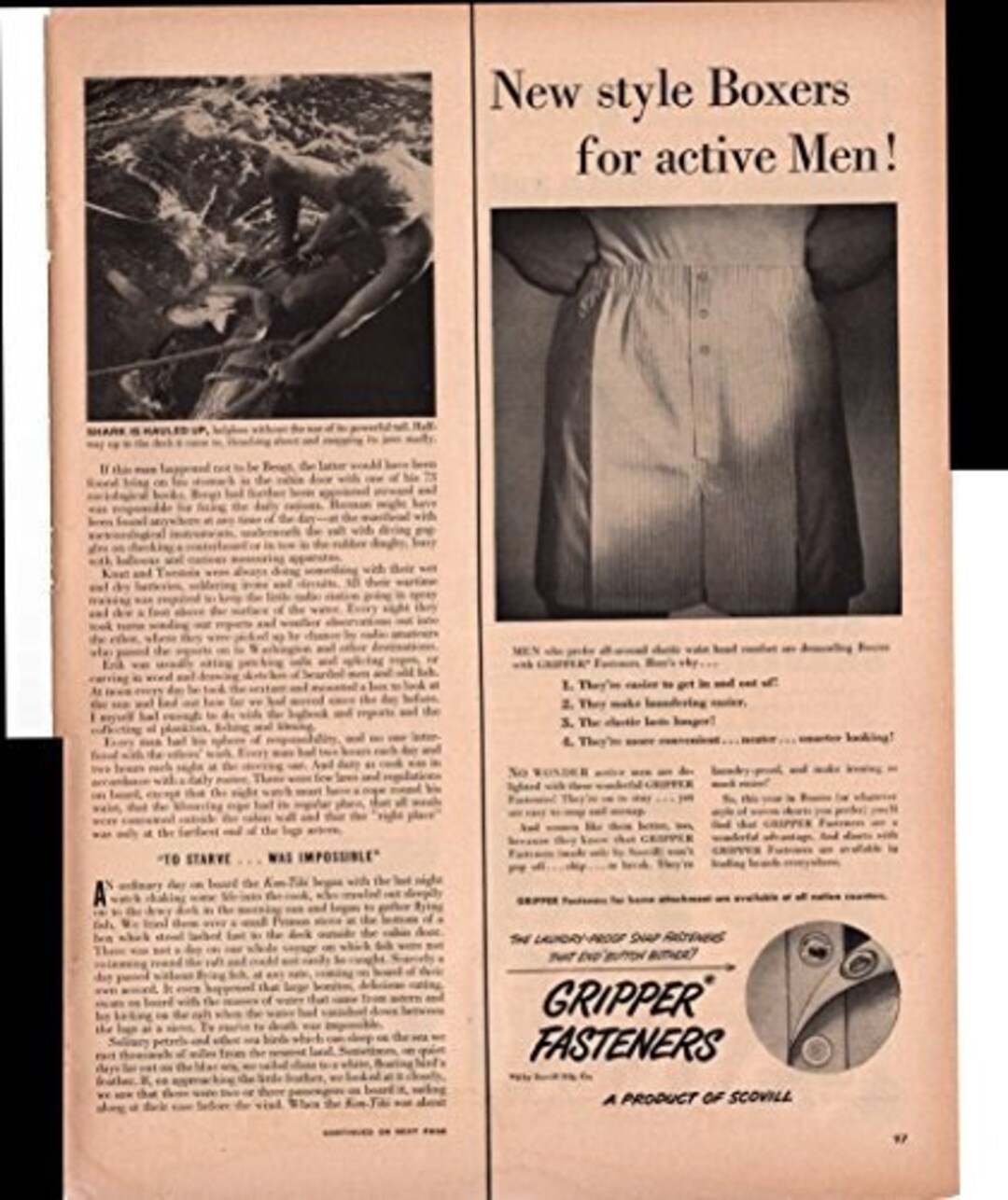Boxers for Active Men Scovill Grippers Fast 1950 Antique Advertisement ...