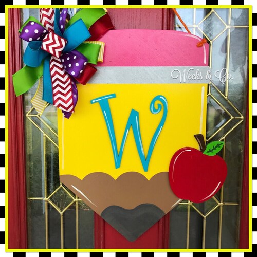 Back to School Door Hanger Pencil Door Hanger Teacher Gift - Etsy