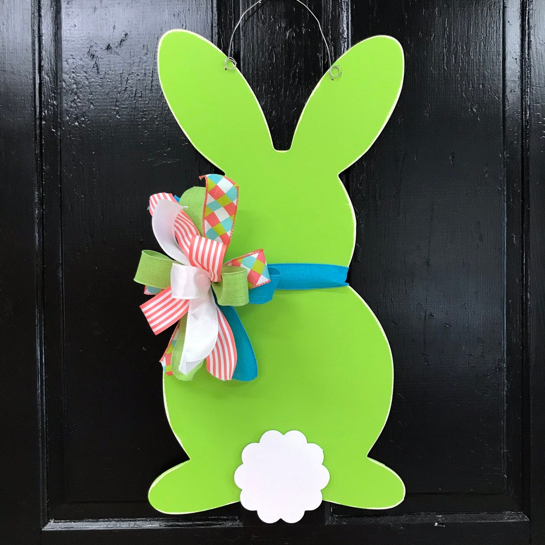 Easter Bunny Rabbit Door Hanger Spring Front Door Cottontail - Etsy