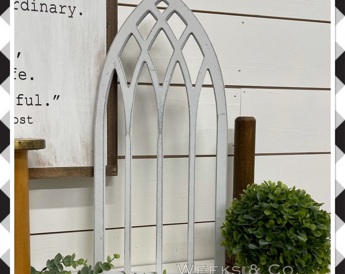 Farmhouse Church Window Distress Gothic Window Wall Decor Wooden Wood ...