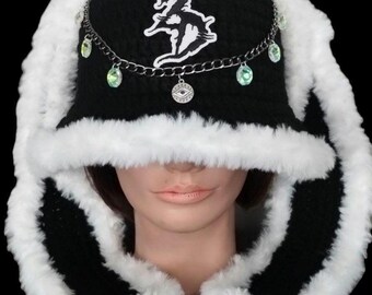 Third Eye Crochet Cat Ear Bucket Hat With Charms - Festival Bucket Hat ...