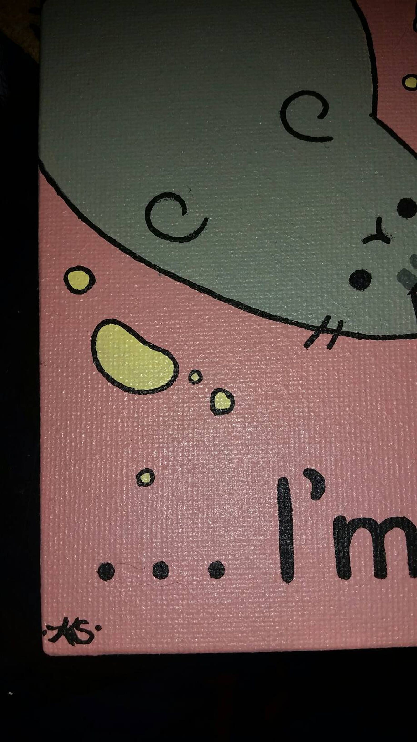 Pusheen is Busy Hand Painted 57 Acrylic on Canvas Board - Etsy