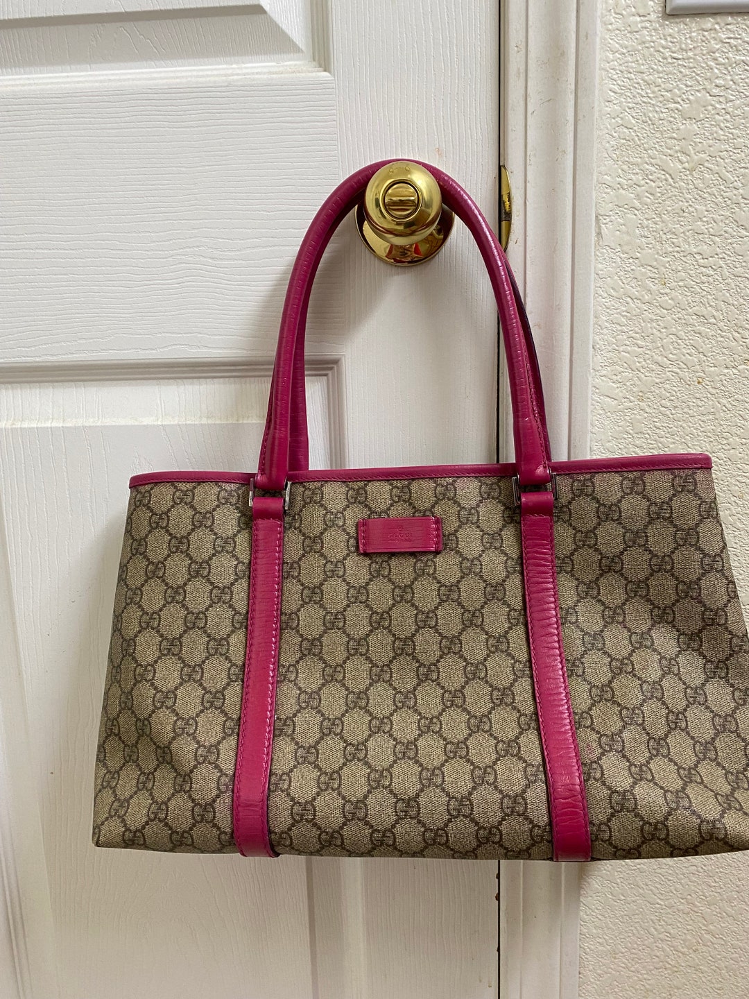 Gucci Coated Canvas Fuschia Leather - Etsy