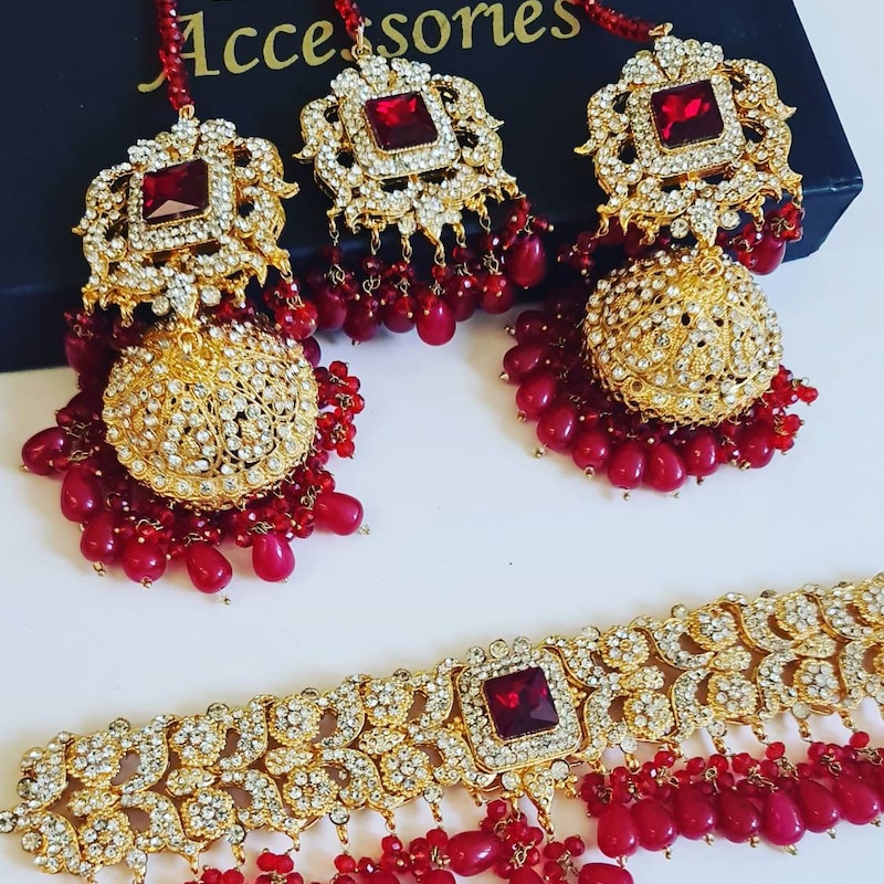 Red Jewelry Set - Etsy
