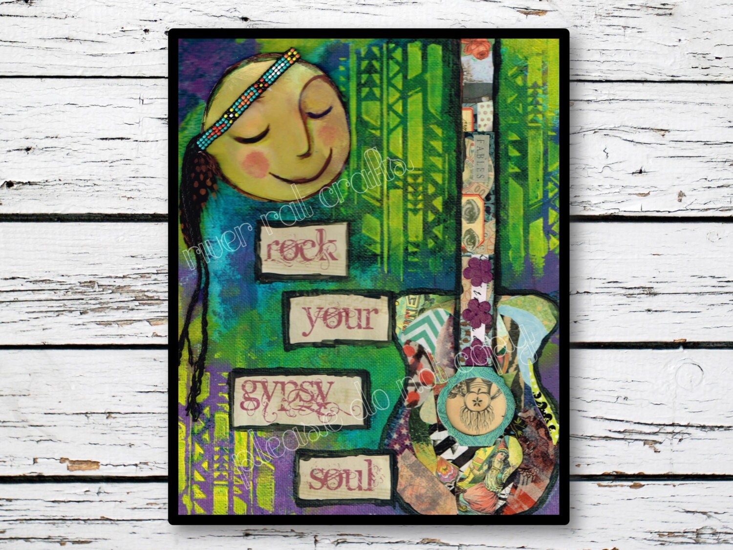 Rock Your Gypsy Soul, Boho Wall Decor, Mixed Media, Free Spirit Art ...
