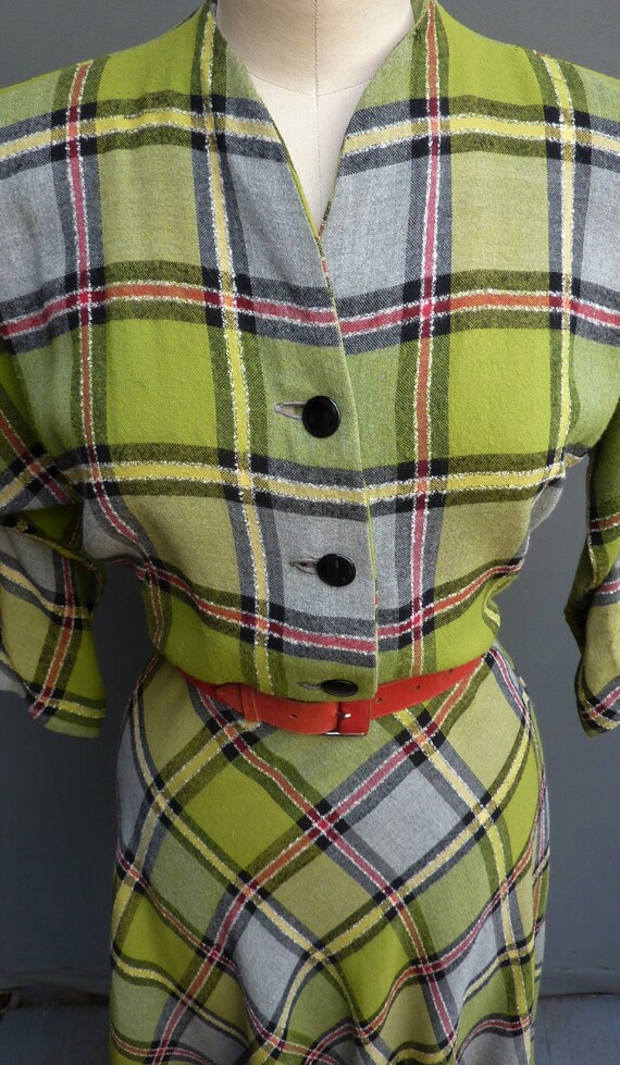 Super Original Vintage 1940s 1950s Bold Checked Plaid… - Gem Super Original Vintage 1940s 1950s Bold Checked Plaid… - Gem