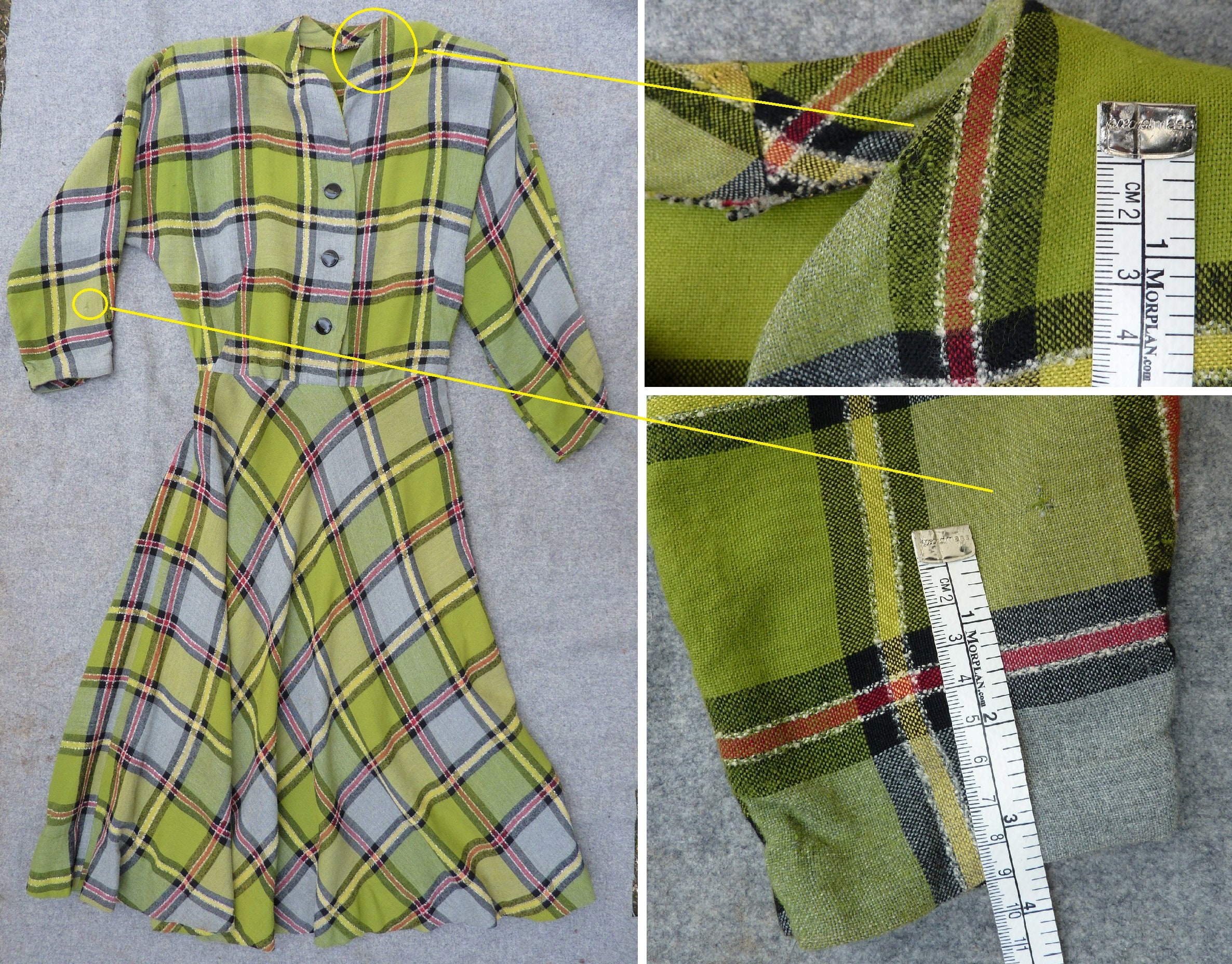 Super Original Vintage 1940s 1950s Bold Checked Plaid Dress | Etsy UK Super Original Vintage 1940s 1950s Bold Checked Plaid Dress | Etsy UK
