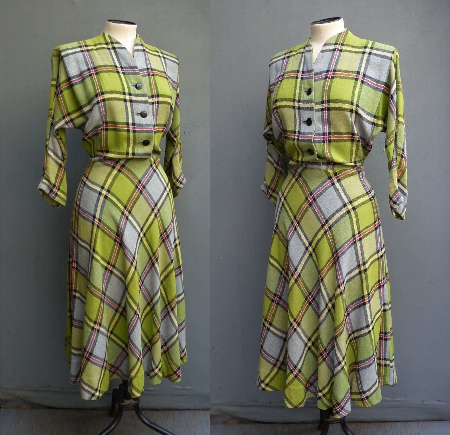 Super Original Vintage 1940s 1950s Bold Checked Plaid Dress | Etsy Super Original Vintage 1940s 1950s Bold Checked Plaid Dress | Etsy