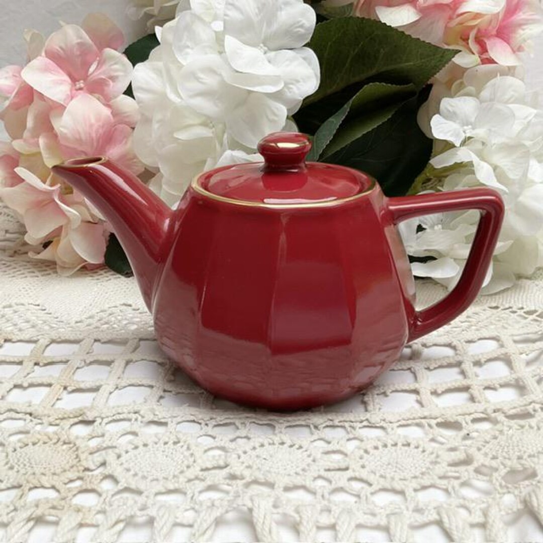 Rare! Authentic APILCO, Flora, Porcelain, Teapot, Red and Gold, French ...