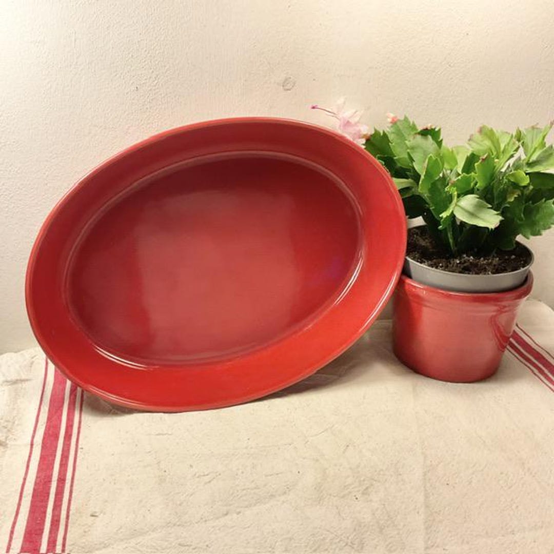 Authentic Apilco, Size 6, Red, Porcelain, Oval, Gratin Dish, Oven to ...