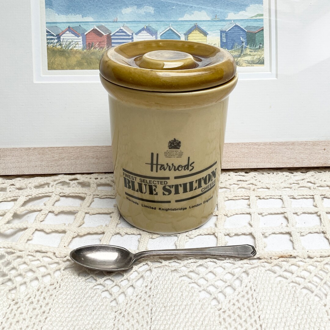 Vintage, English, HARRODS, Glazed, Stoneware, Stilton Cheese Pot ...