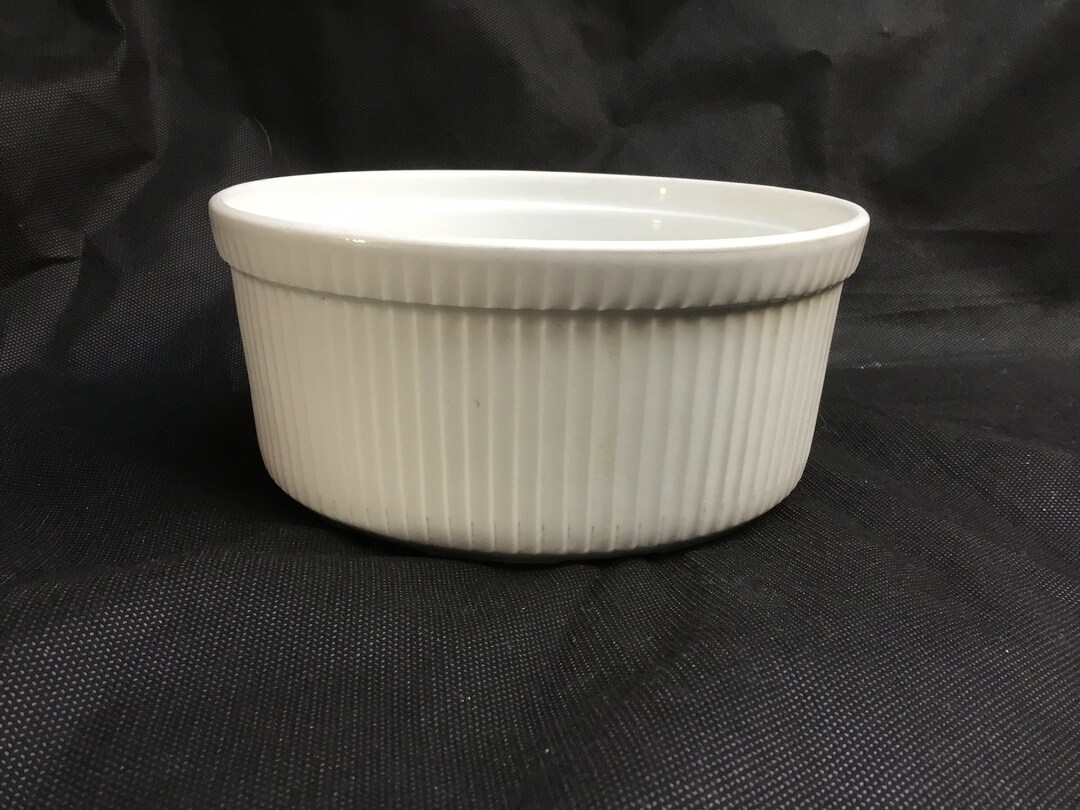 APILCO, White, Porcelain, Medium, Souffle Dish, Ribbed Pattern, Kitchen ...