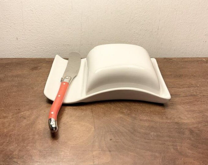 Vintage, SILEA, White, Porcelain, Butter Dish, Curved Design, Nordic ...