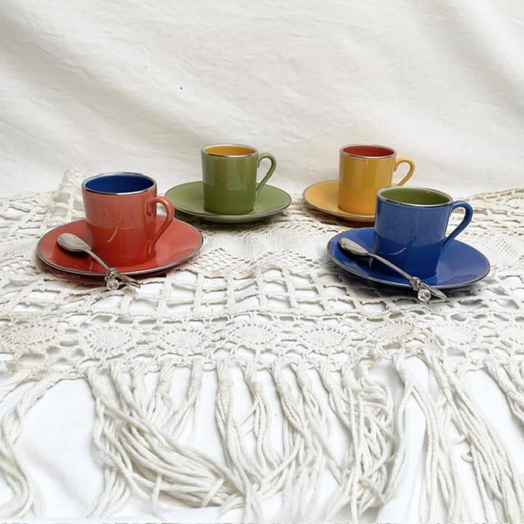 Set Of, 4 Authentic Apilco, Habitat, Porcelain, Espresso Cups and ...