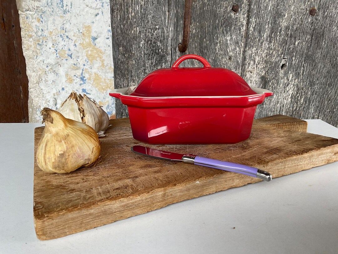 Vintage, French, Ceramic, Red, Cream, Dome Lidded, Butter Dish, Terrine ...