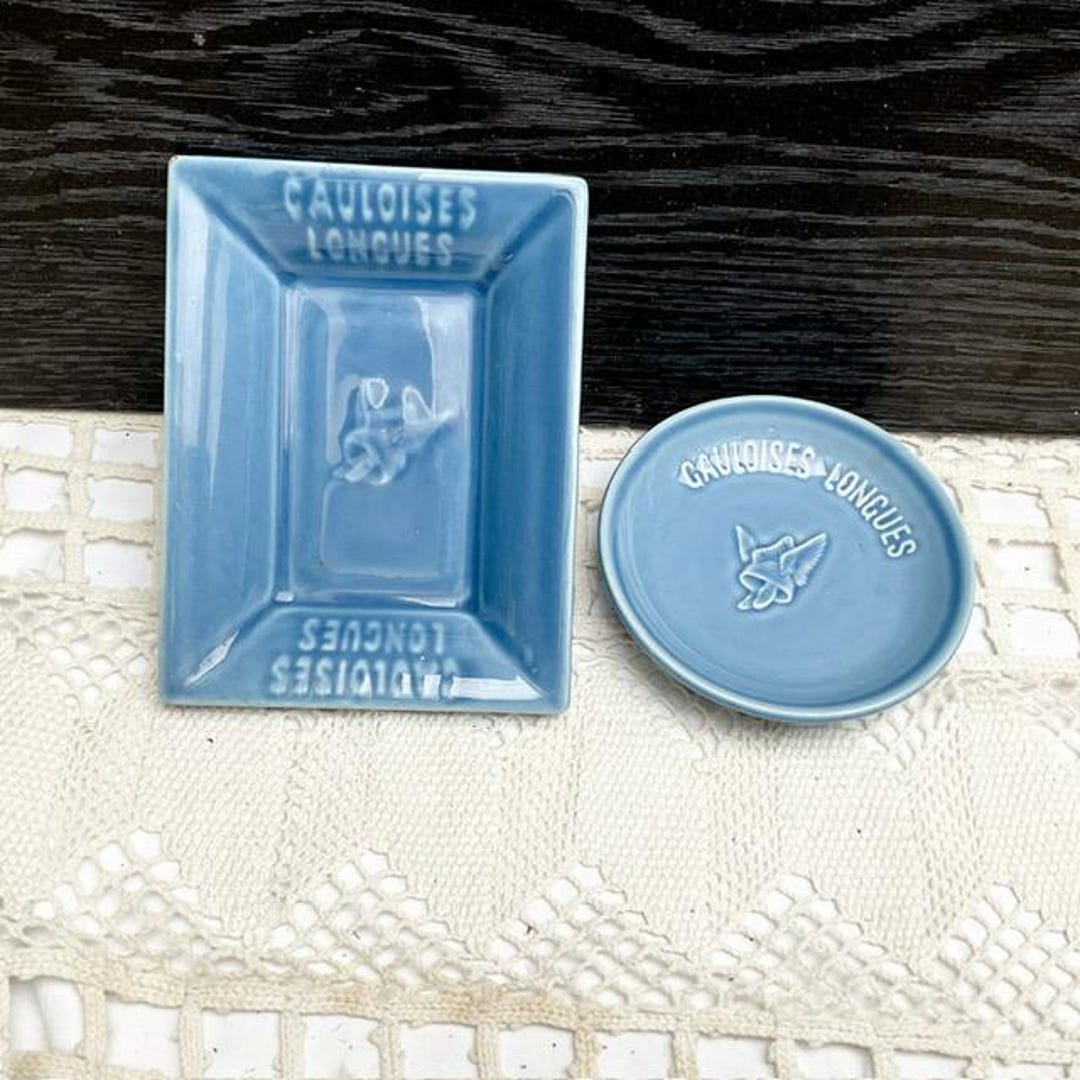 1970s, GIEN, Gauloises Longues, Blue, Ceramic, Rectangular, Ashtray ...