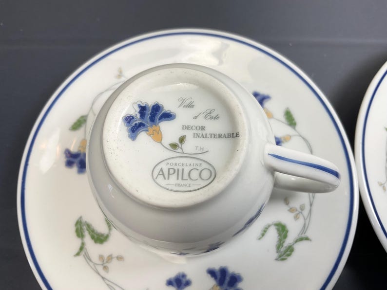 Apilco Villa D’este Collection Porcelain Espresso Cups and Saucers: Set ...