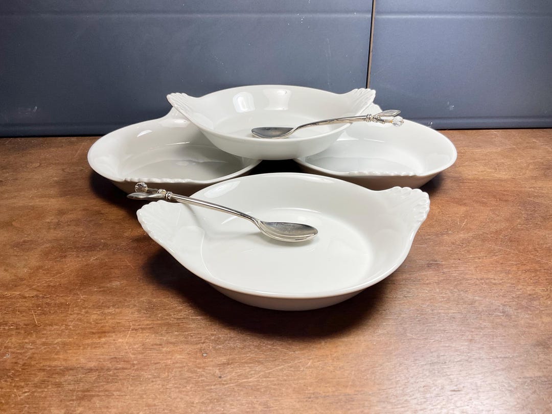 Set of 4, APILCO, Size 5, White, Porcelain, Ear Handles, Gratin Dishes ...