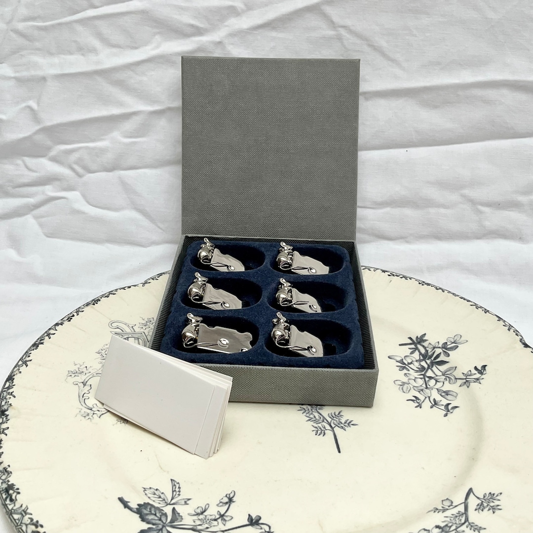 Set of 6 SILEA, Table Place Name Holders, Chrome Plated, Mouse Design ...