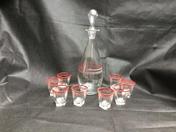 VINTAGE French Digestif Carafe / Decanter with Eight Shot | Etsy