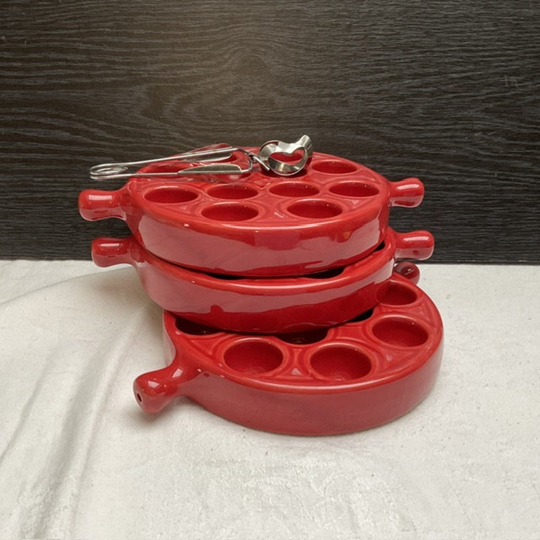 Vintage, EMILE HENRY, Red, 12 Hole, Ceramic, Snail Plate, Escargot ...