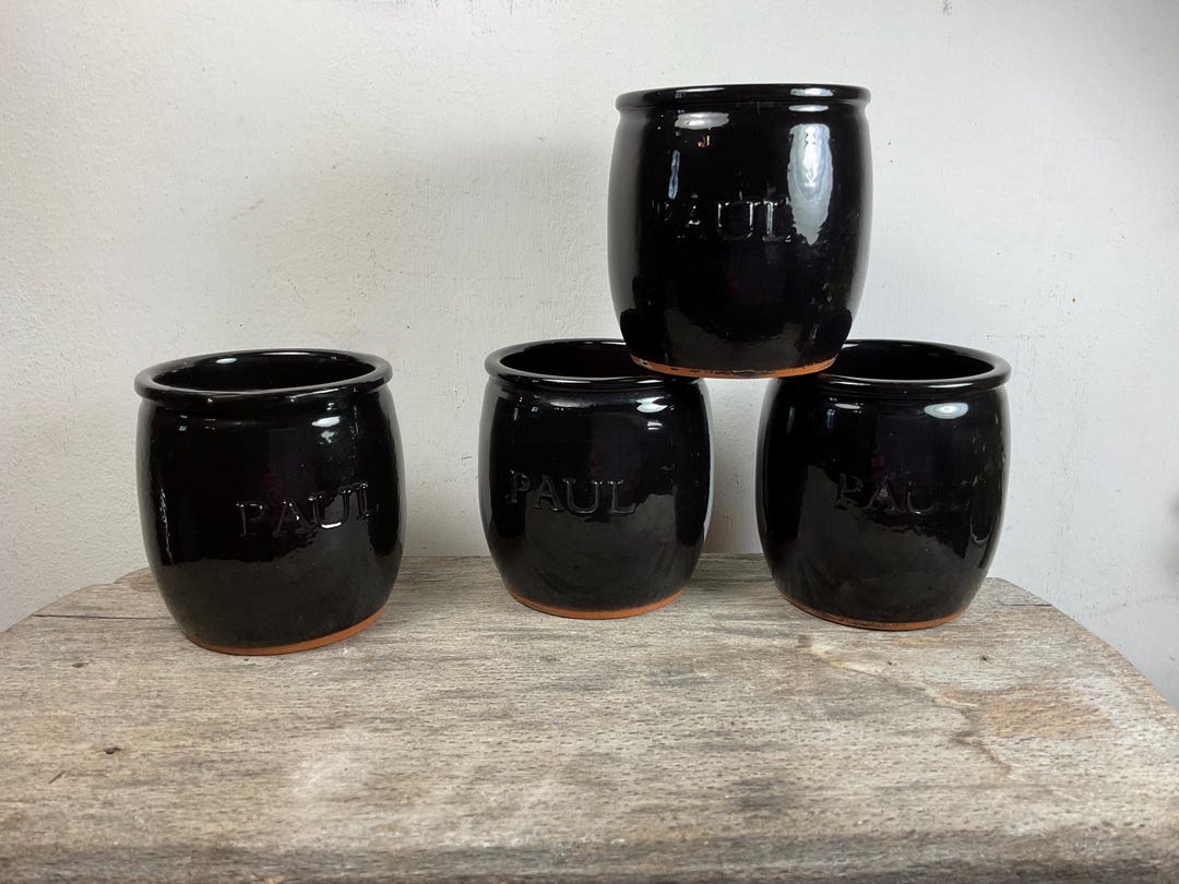 Cermer Black Glazed Terracotta Yogurt Pots - Limited Edition Set of 4 ...