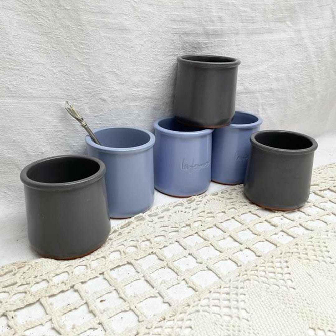 Set of 6 French, Cermer, La Fermiere, Grey, Lavender, Glazed ...