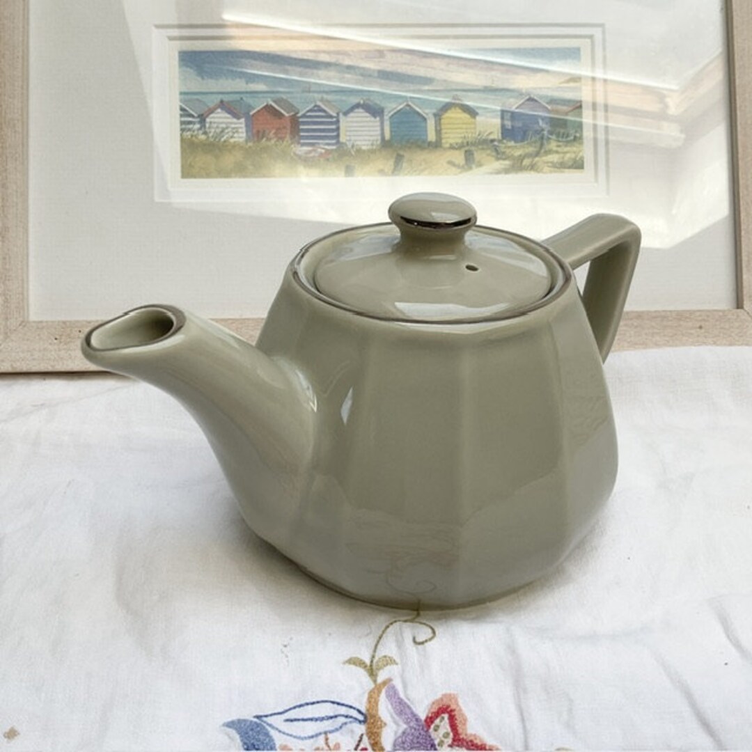 Rare! Authentic, APILCO, Flora, Porcelain, Teapot, Taupe and Silver ...