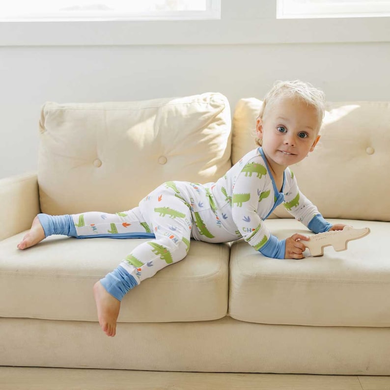 Alligator Baby Pajamas, Bamboo Sleeper Zippy, Convertible Romper in ...
