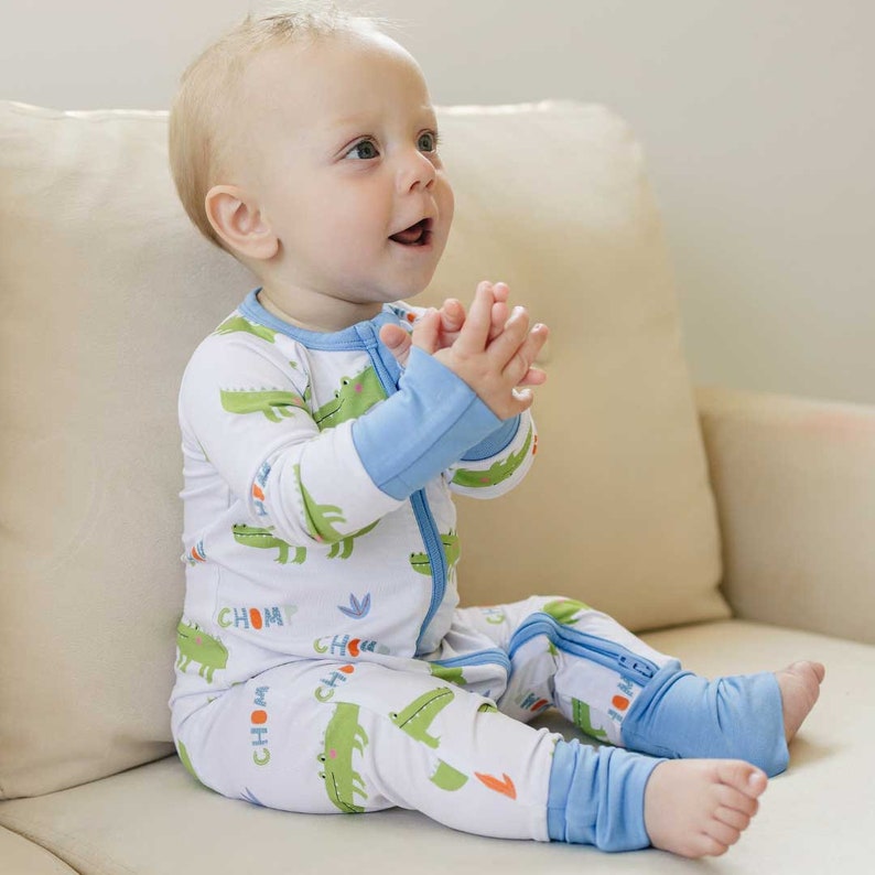 Alligator Baby Pajamas, Bamboo Sleeper Zippy, Convertible Romper in ...