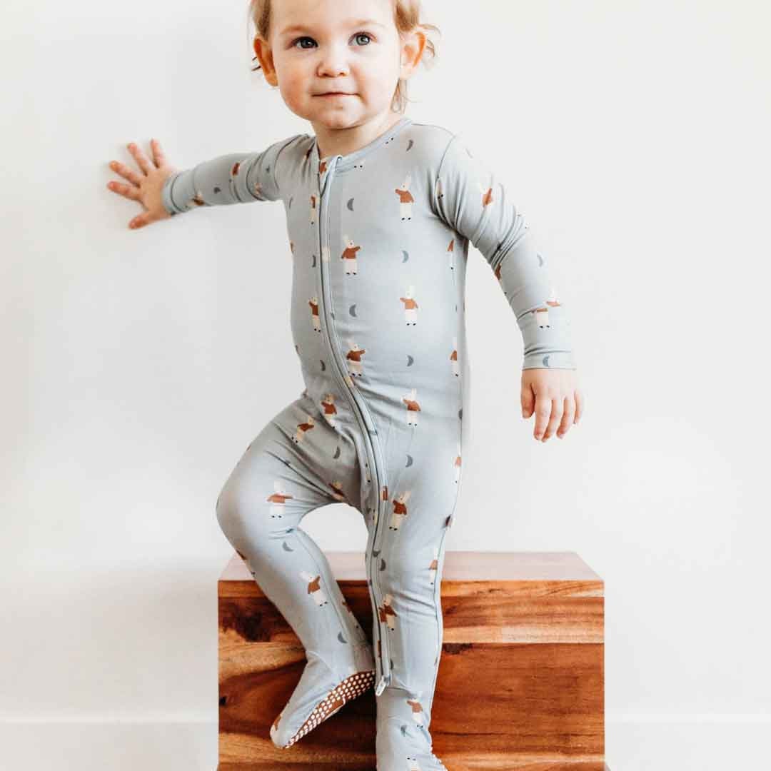 Moon Bunny Zippered Footie, Bamboo Baby Sleeper, Bamboo Zip up Rompers ...
