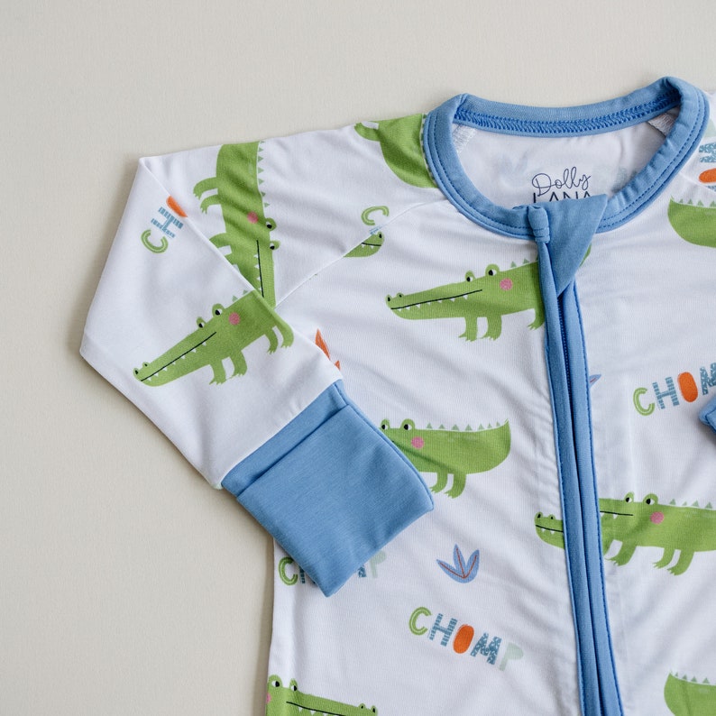 Alligator Baby Pajamas, Bamboo Sleeper Zippy, Convertible Romper in ...