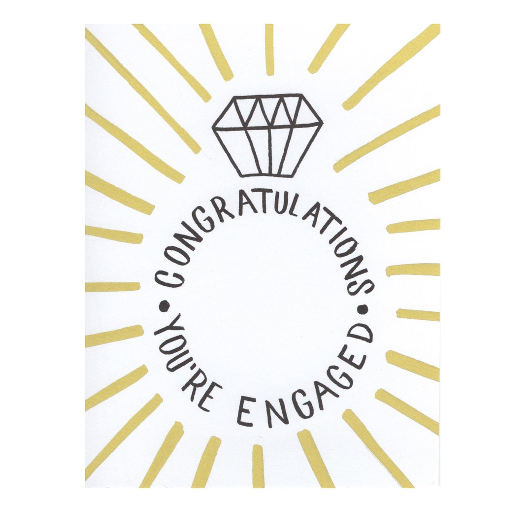 Congratulations You're Engaged Bling Ring Illustrated Engagement ...