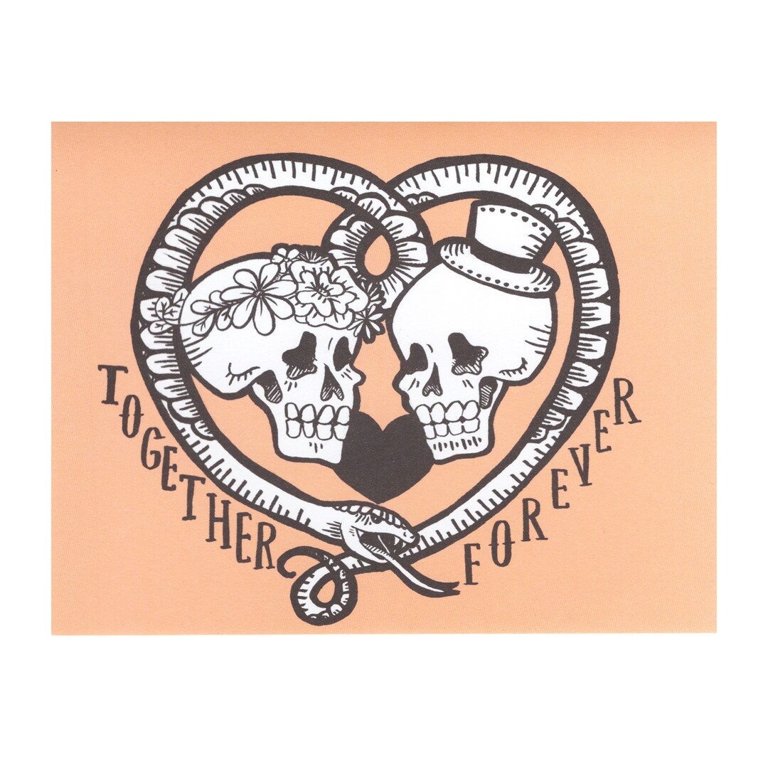 Together Forever Skull Snake Marriage Wedding Engagement Greeting Card ...